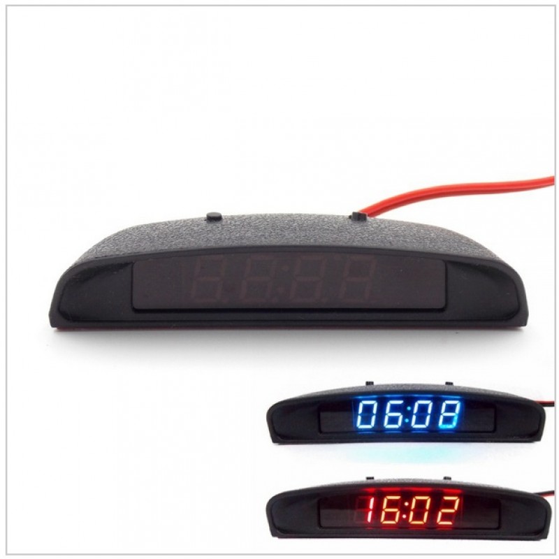 Termometru + voltmetru + ceas digital, cu leduri albastre, conectare la ...