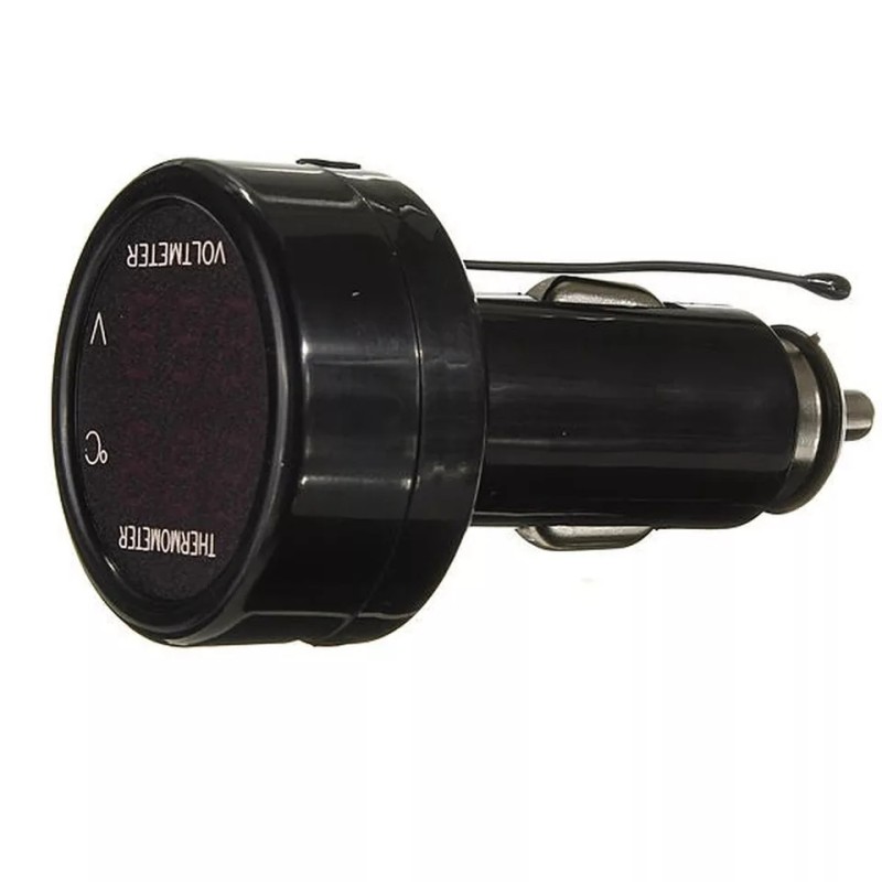 Voltmetru - Termometru auto, digital, afisaj rosu - verde, conectare la ...