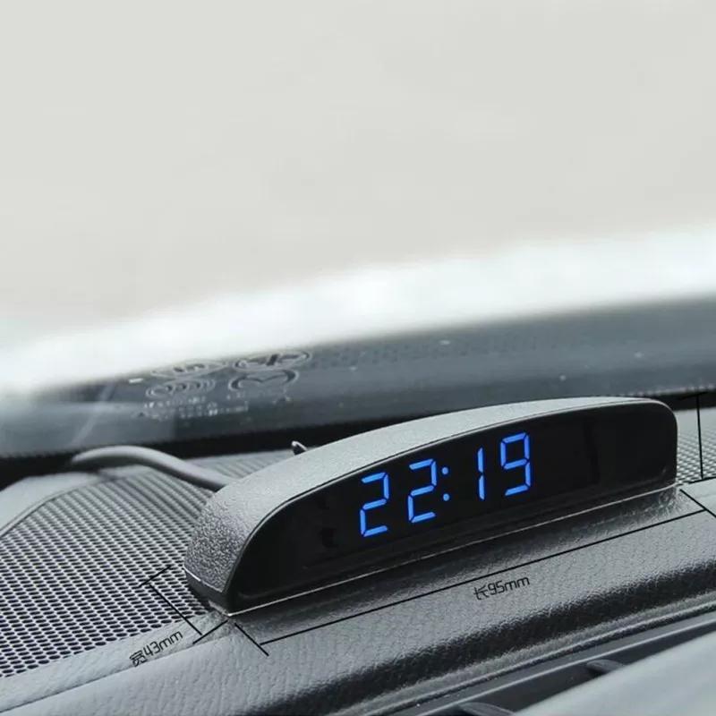 Termometru + voltmetru + ceas digital, cu leduri albastre, conectare la ...